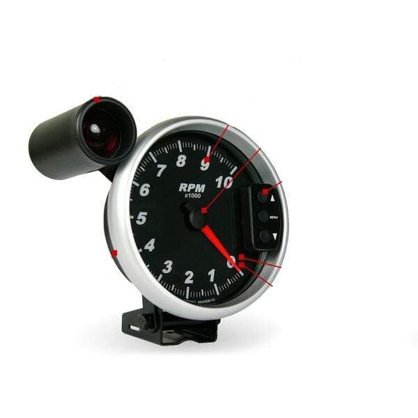 Engine Works 7901BSL Black 5" Memory Recall Tachometer With Shiftlite ...