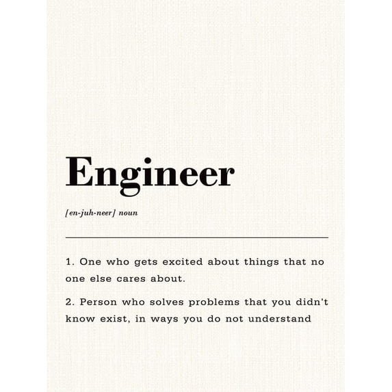 Engineer Definition Poster Funny Home Decor, Home Office Wall Decor ...