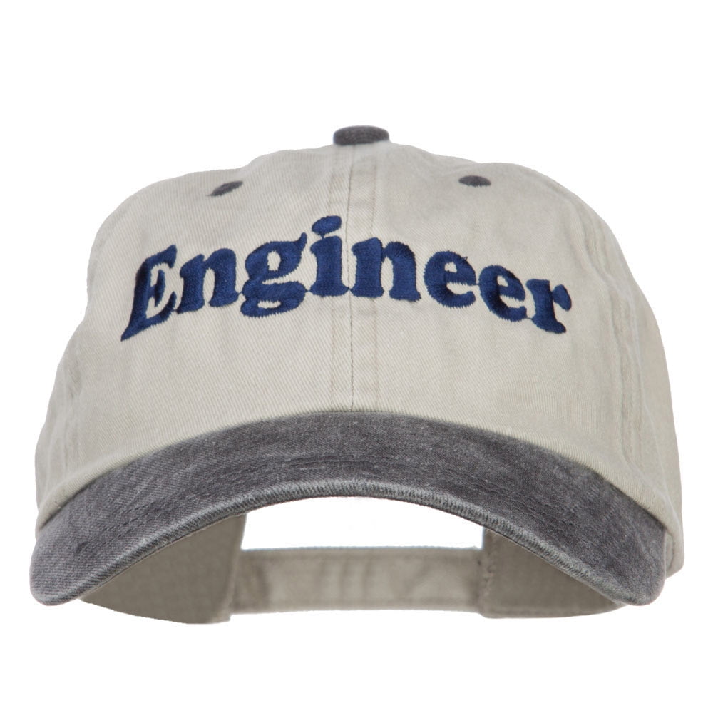 Engineer Embroidered Washed Cap - Beige Black OSFM - Walmart.com