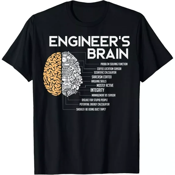 Engineer Mind Map Funny Brain Diagram Tech Humor Graphic Unisex T-Shirt ...