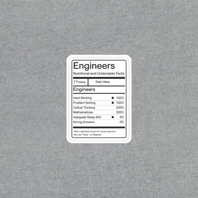 Engineer Nutritional Facts Sticker Gift For Engineersphone Decal Water ...
