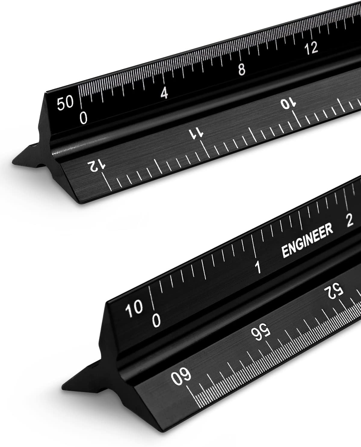 Engineer Scale Ruler 2 Pack 12-Inch Triangular Ruler Metal Scale Ruler ...