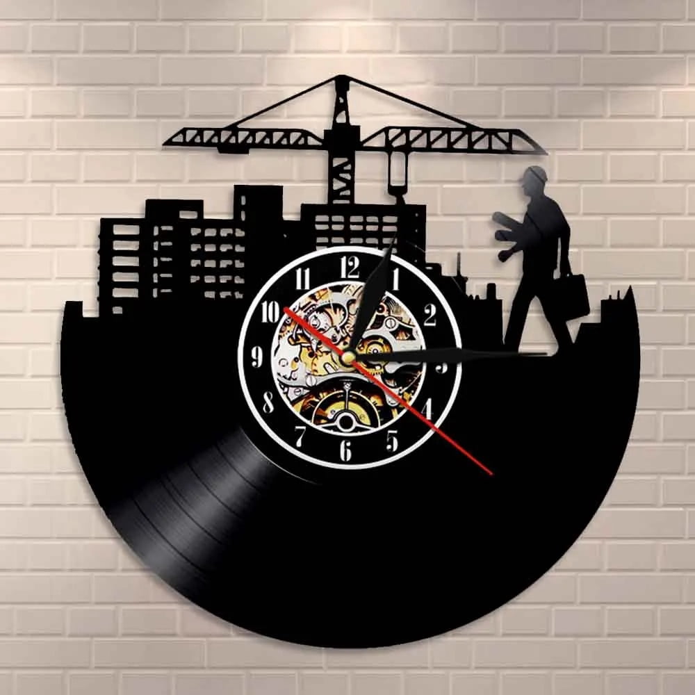 Engineer Srchitecture Silhouette Vinyl Wall Clock,Vinyl Record Clock ...