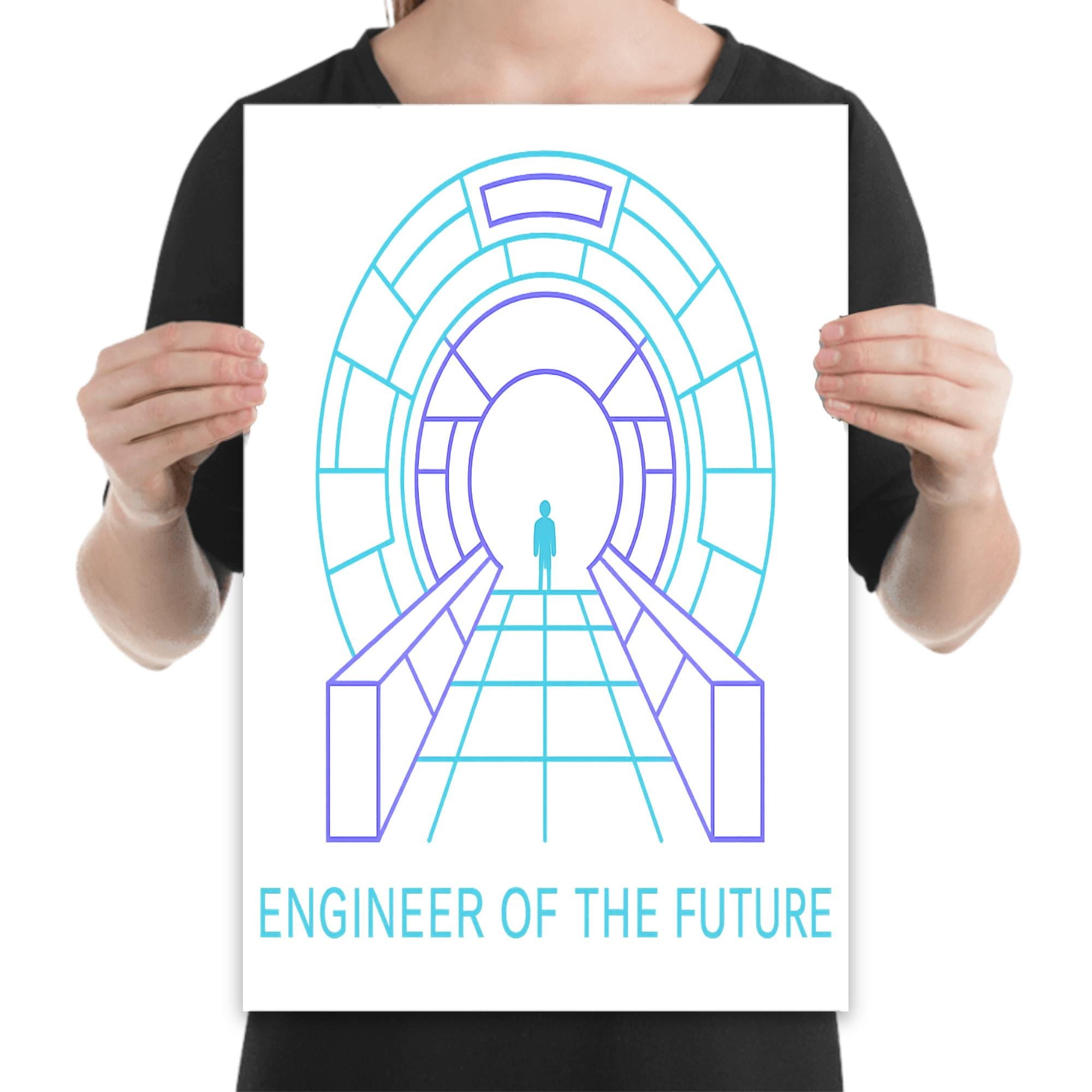 Engineer art inspired, 13x19 glossy print for neon blueprint design and ...