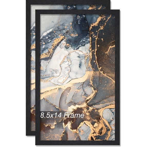 Engineered Wood 8.5x14 Picture Frame Set of 2, Black Frame for 8.5 x 14 ...