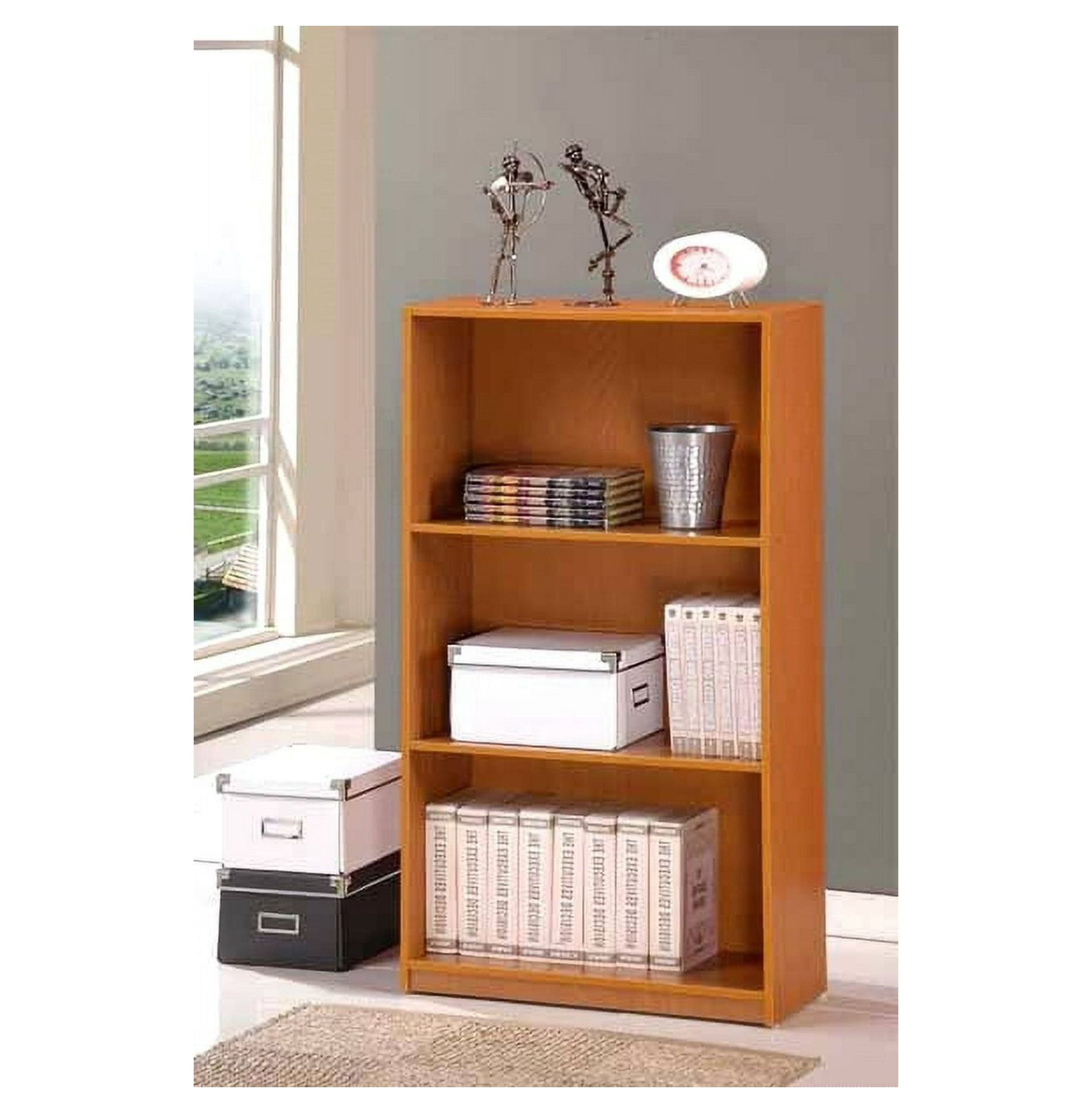 Engineered Wood Bookcase 3 Tier - Light Finish Storage Shelves - Small ...