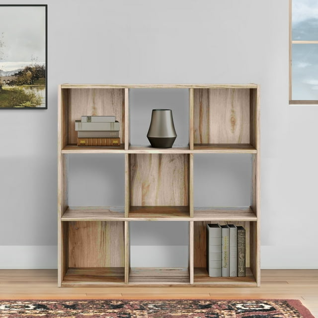 Engineered Wood Organizer, 9 Storage Cubbies, Elm Wood Grains, Warm ...