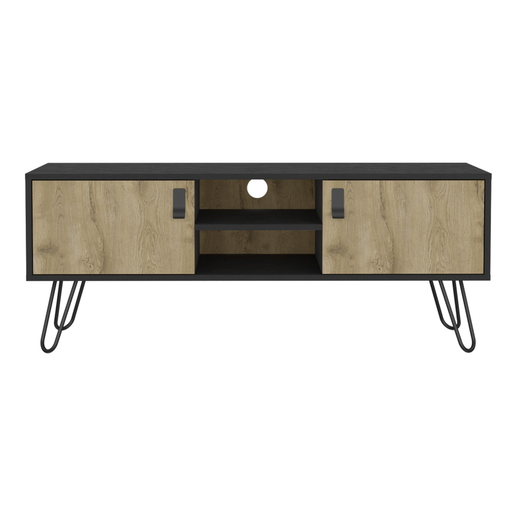 Engineered Wood TV Stand | Two Cabinets & Two Shelves | 14.00 in Deep ...