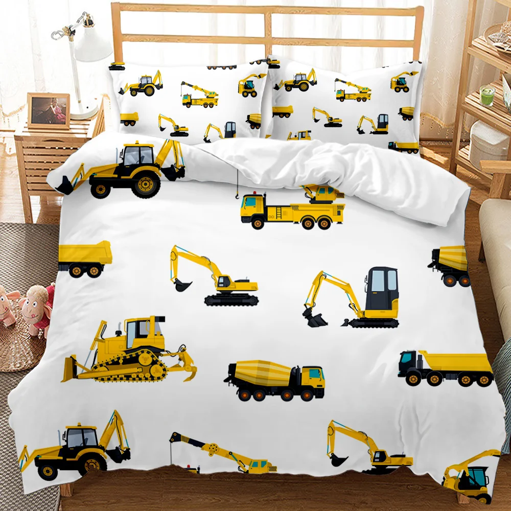 Engineering Car Duvet Cover Construction Vehicle Bedding Set Boys ...