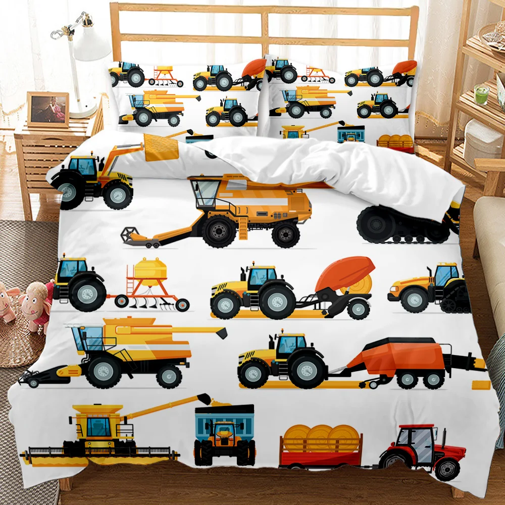 Engineering Car Duvet Cover truction Vehicle Bedding Set Boys Excavator ...