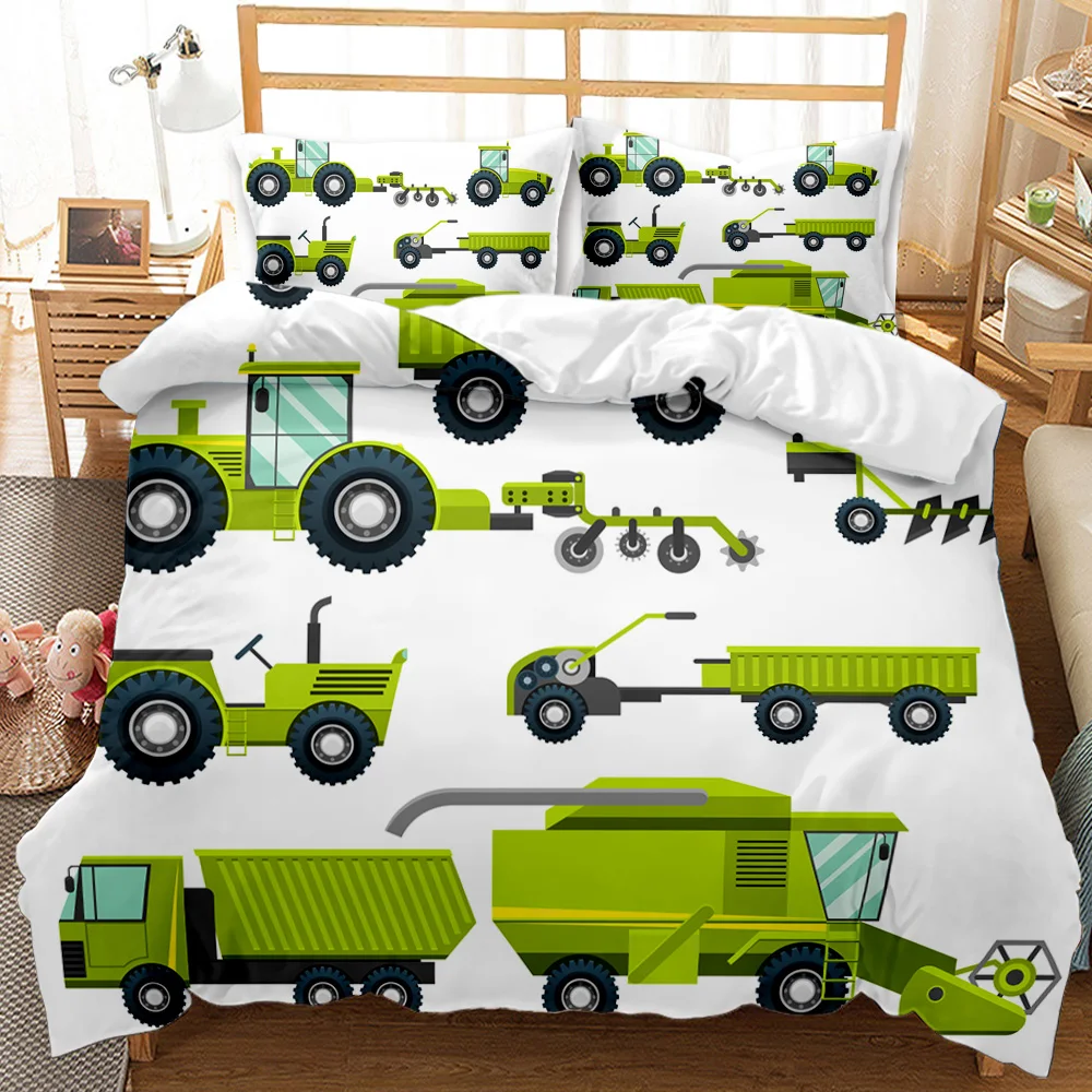 Engineering Car Duvet Cover truction Vehicle Bedding Set Boys Excavator ...