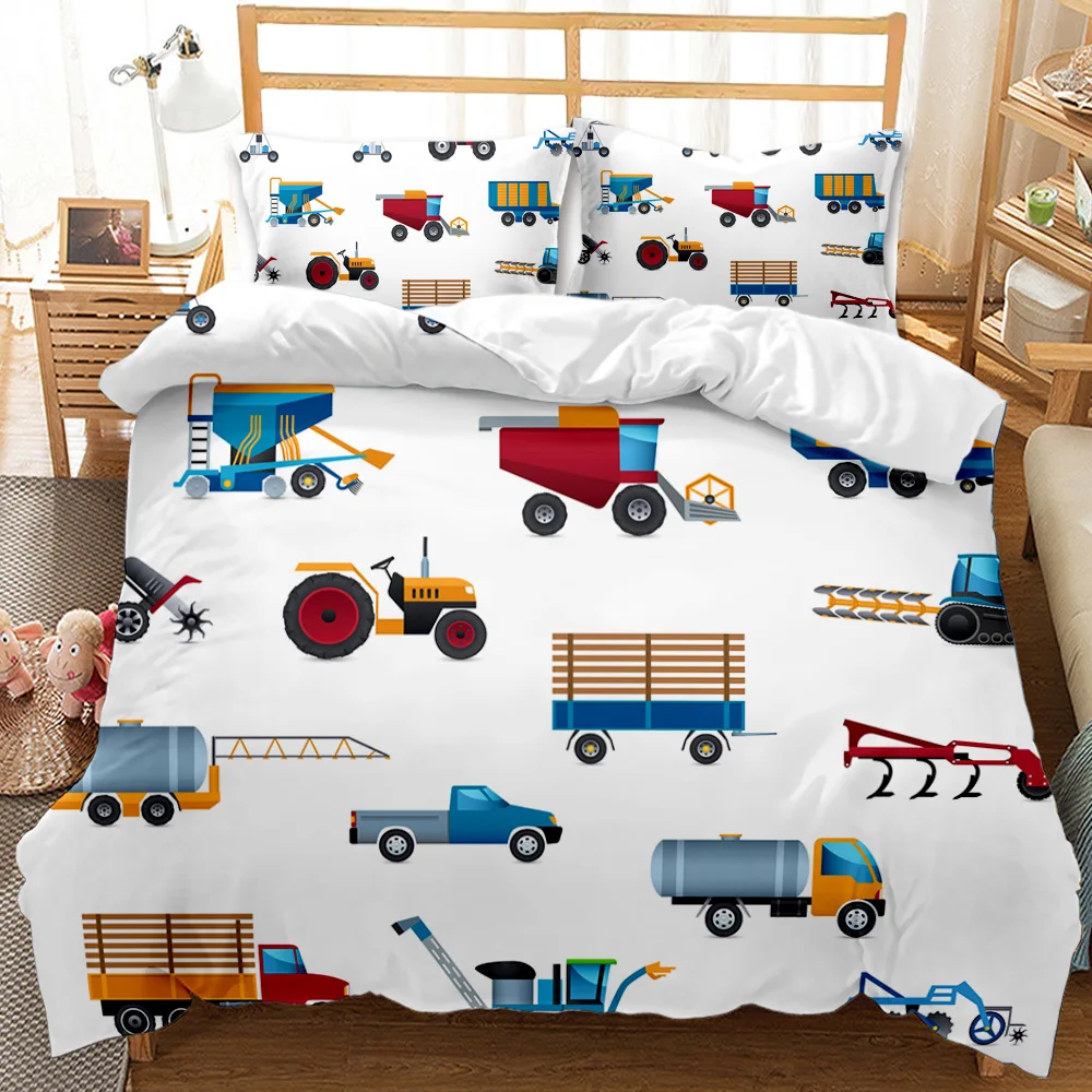 Engineering Car Duvet Cover truction Vehicle Bedding Set Boys Excavator ...