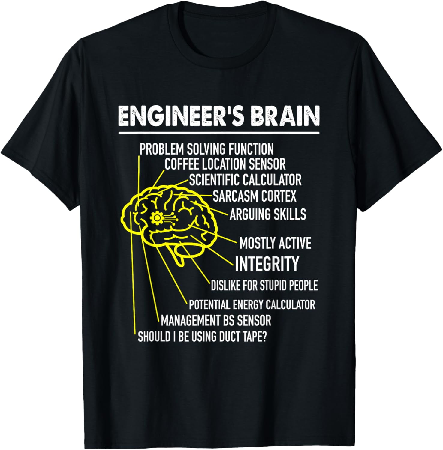 Engineering Student Men Women Funny Engineer's Brain Process T-Shirt ...