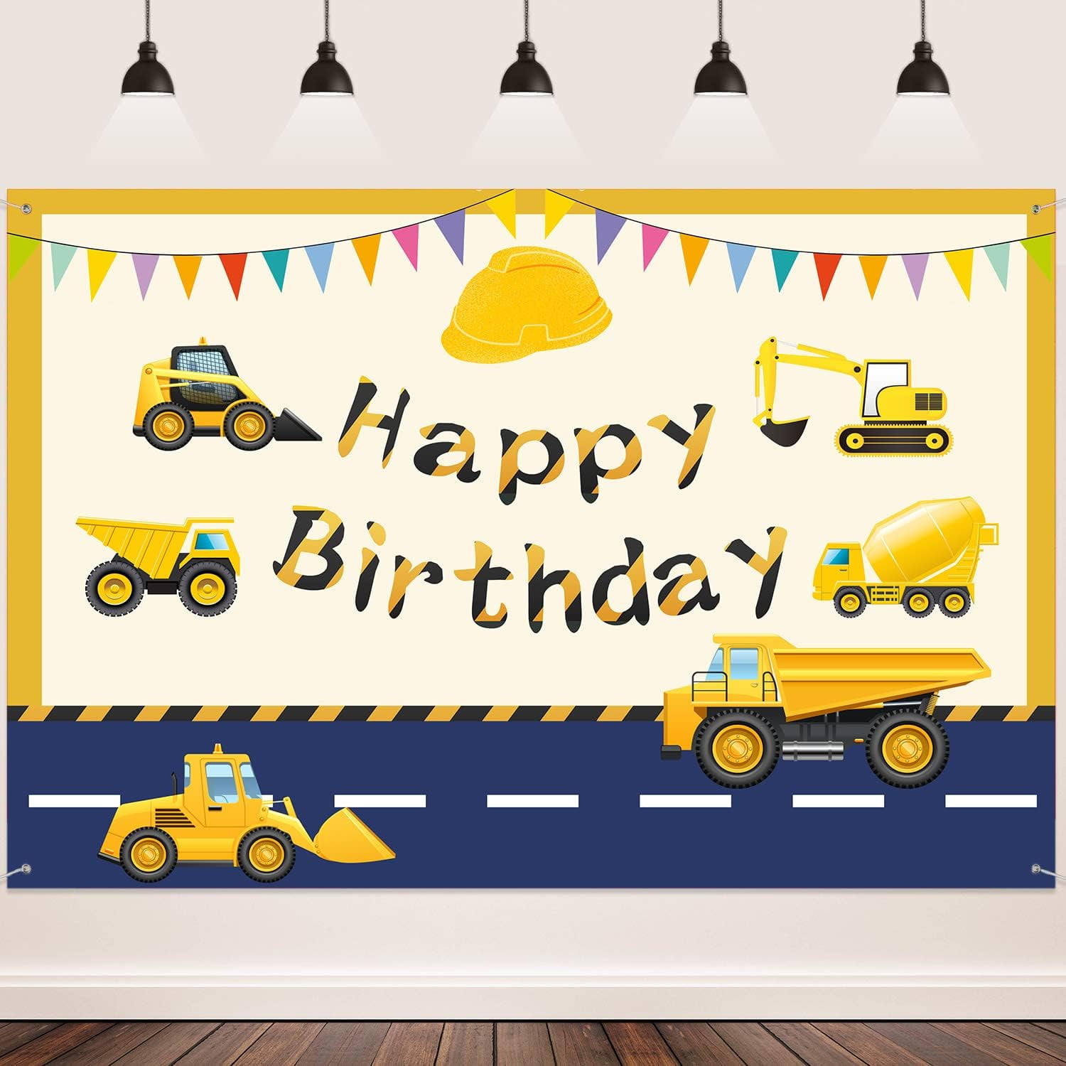 Engineering Vehicle Birthday Backdrop Construction Site Excavator ...