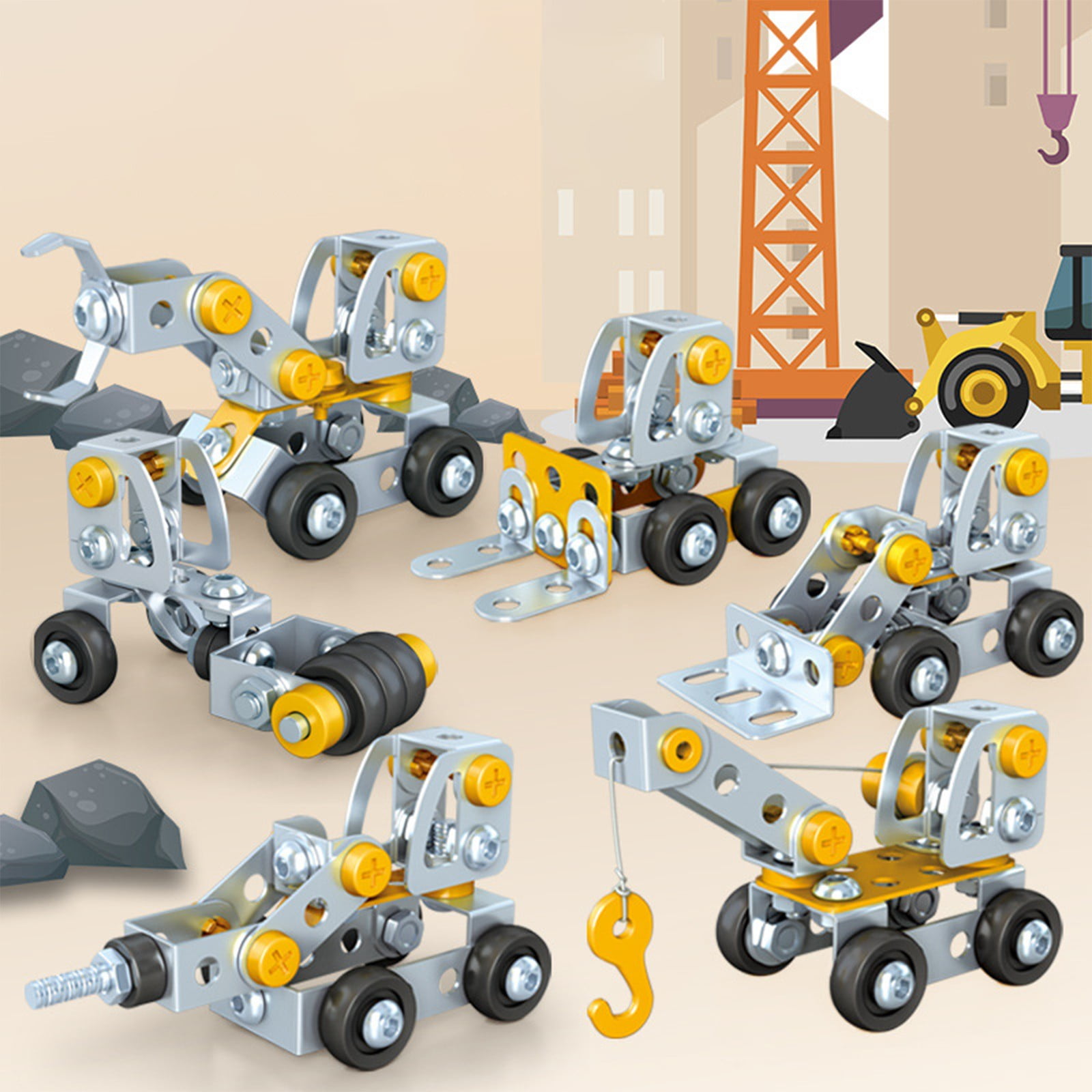 Engineering Vehicle Building Blocks, Metal Screw Tightening Toy ...