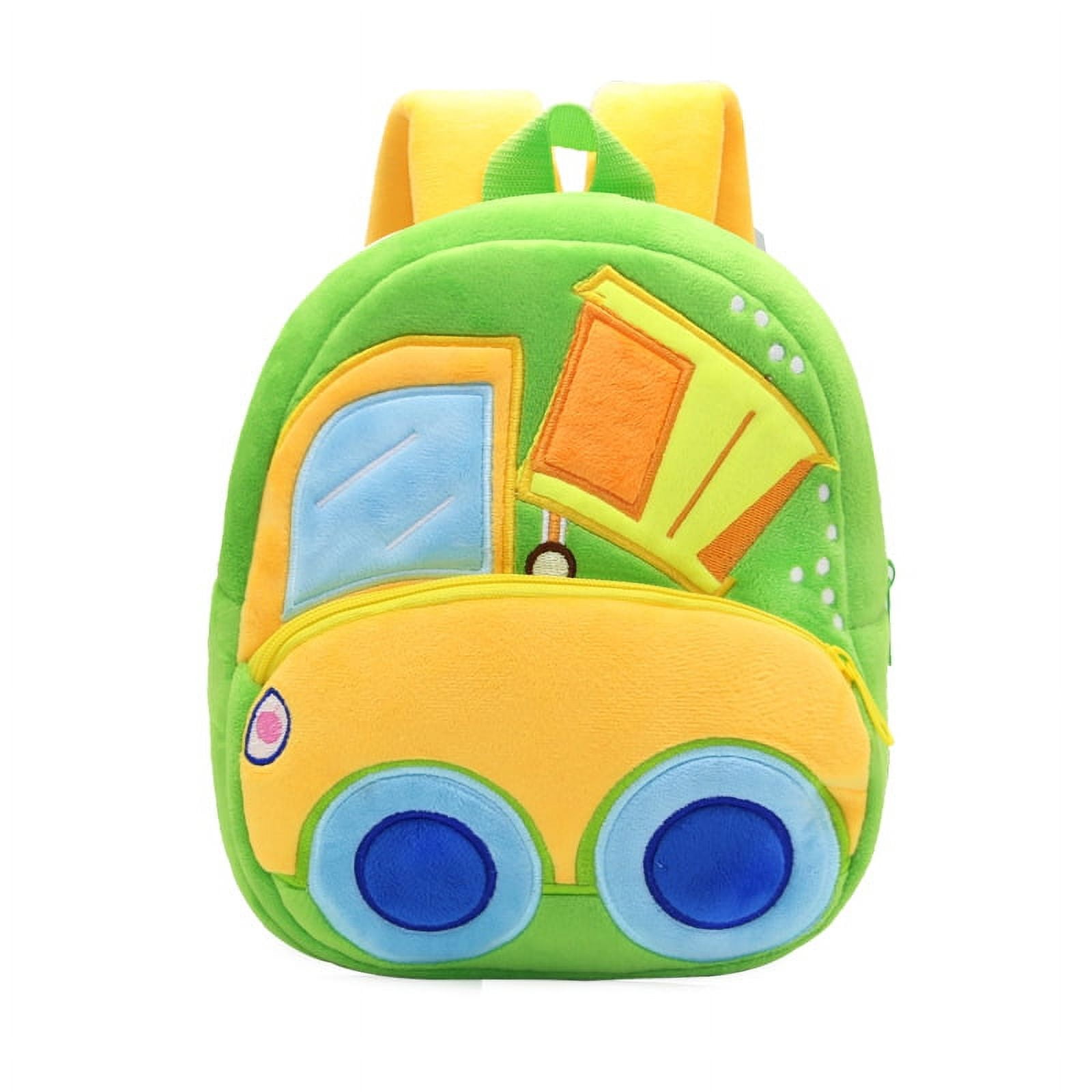 Engineering Vehicle Kindergarten Students Backpack for Boys Soft Plush ...