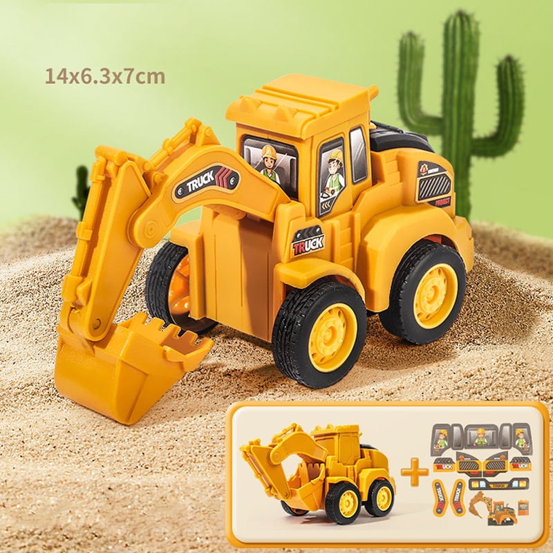 Engineering Vehicle Model Inertial Car Toy Press Sliding Car Excavator ...