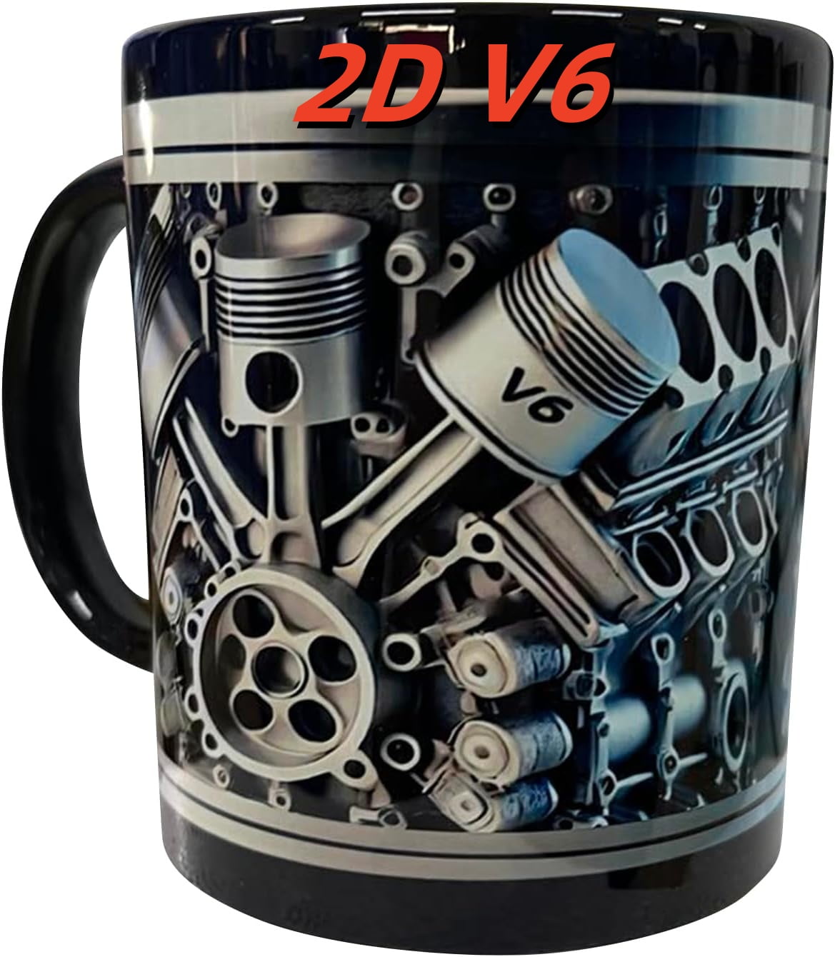 Engines Ceramic Cup V8 & V6, 2D Retro Punk Personalized V6 V8 Engines ...
