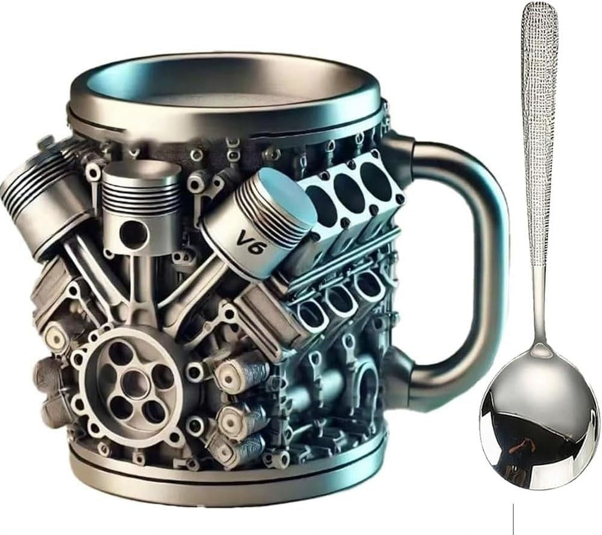 Engines Stainless Steel Cup V8 & V6, 3D Retro Punk Personalized V6 V8 ...