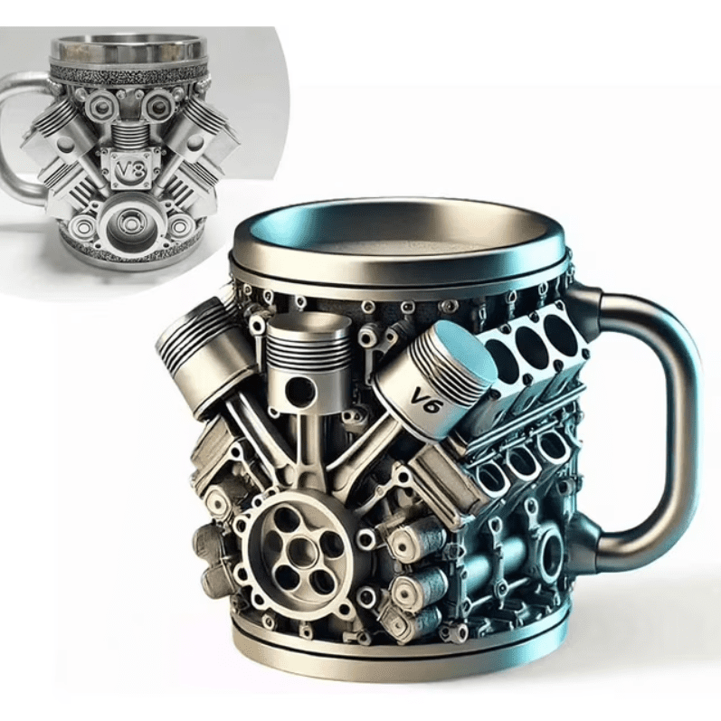 Engines Stainless Steel Engines Stainless Steel Cup V8 & V6, 3D Retro ...