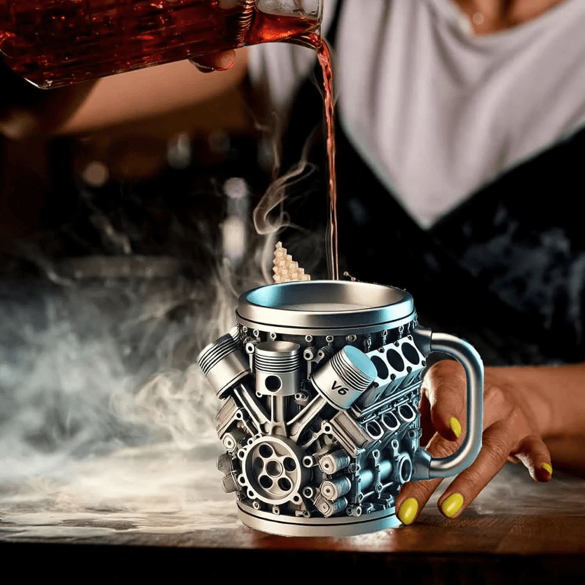 Engines Stainless Steel V6 Engine Coffee Mug - Unique Stainless Steel ...