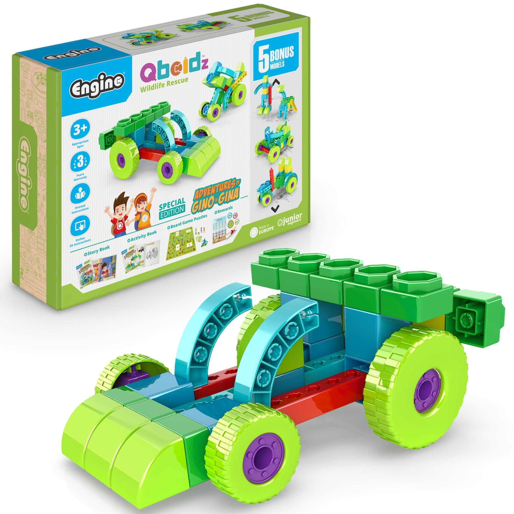 Engino: Qboidz Wildlife Rescue - Toy Vehicle Brick Building Set, 5 ...