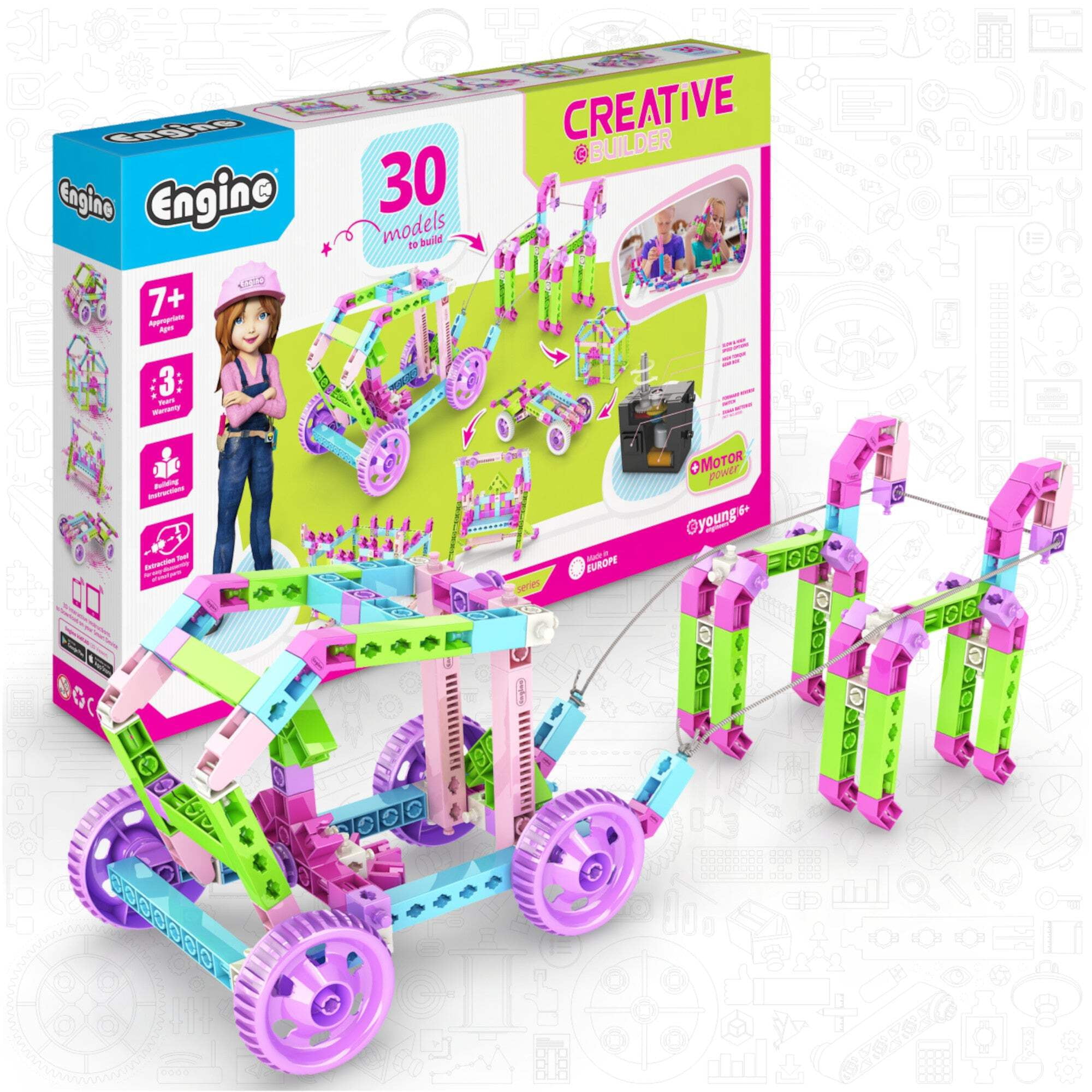 Engino- STEM Girls Building Toys, 30 Motorized Model Set, For Ages 6 ...