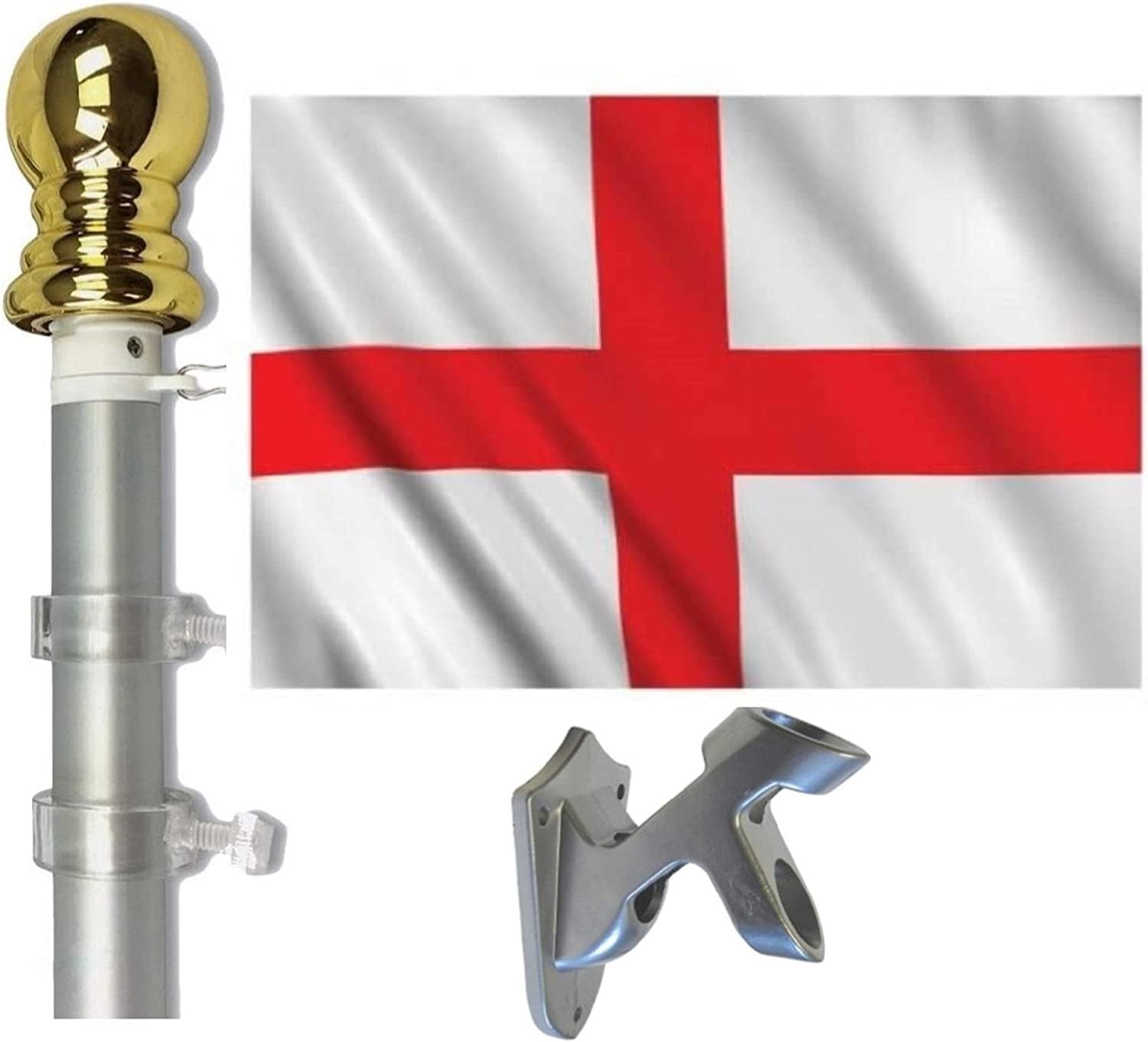 England 3x5 Flag and Flagpole Set, Also World Cup 3'x5' Flags and ...
