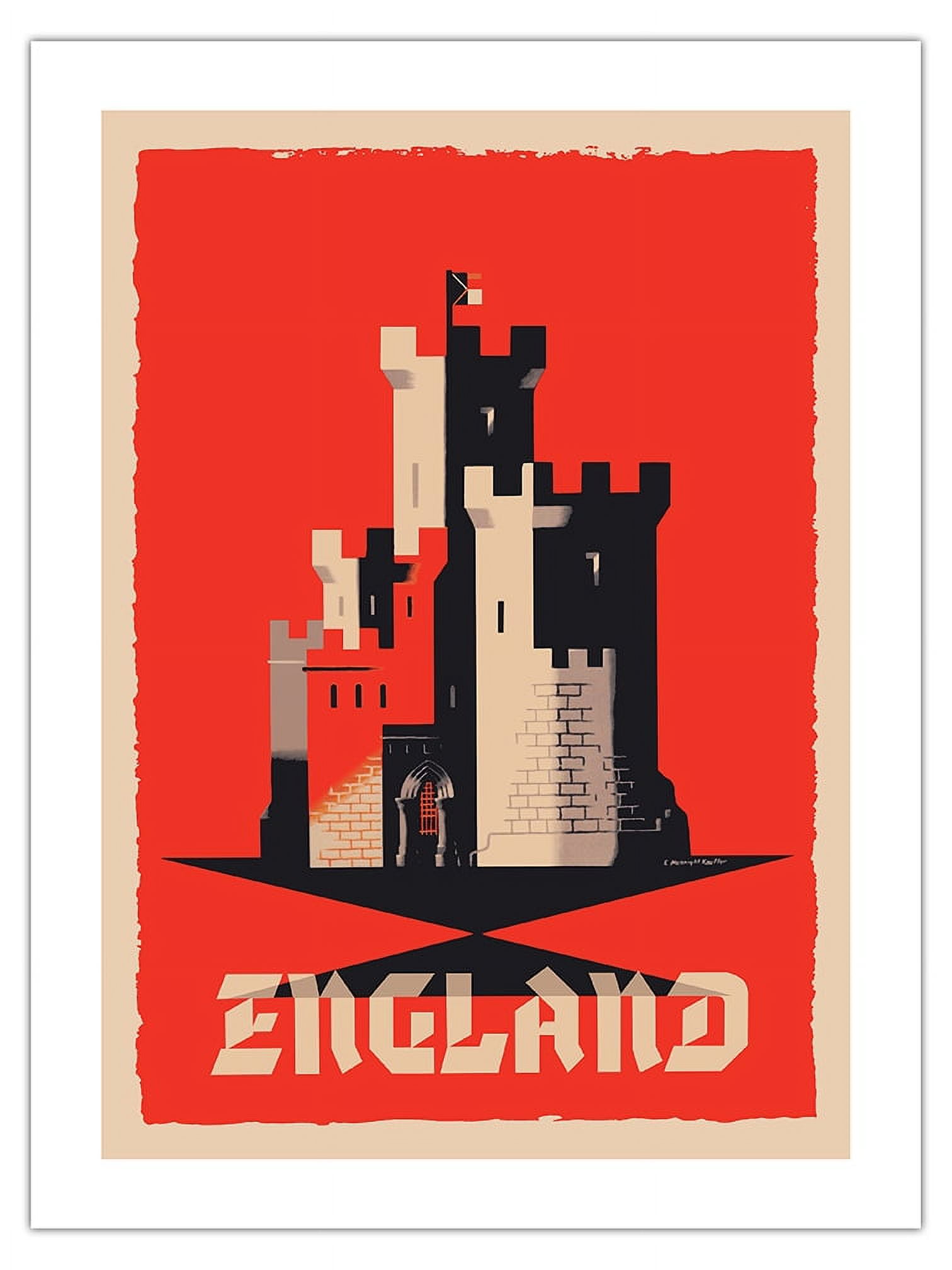 England - A English Castle - Vintage Airline Travel Poster by Edward ...