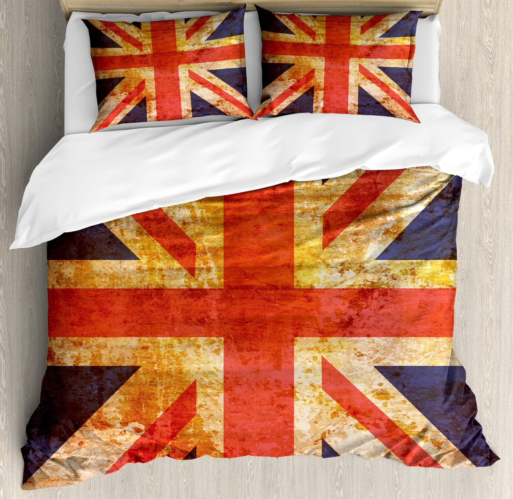 England Duvet Cover Set, Grunge Union Jack Design National United ...