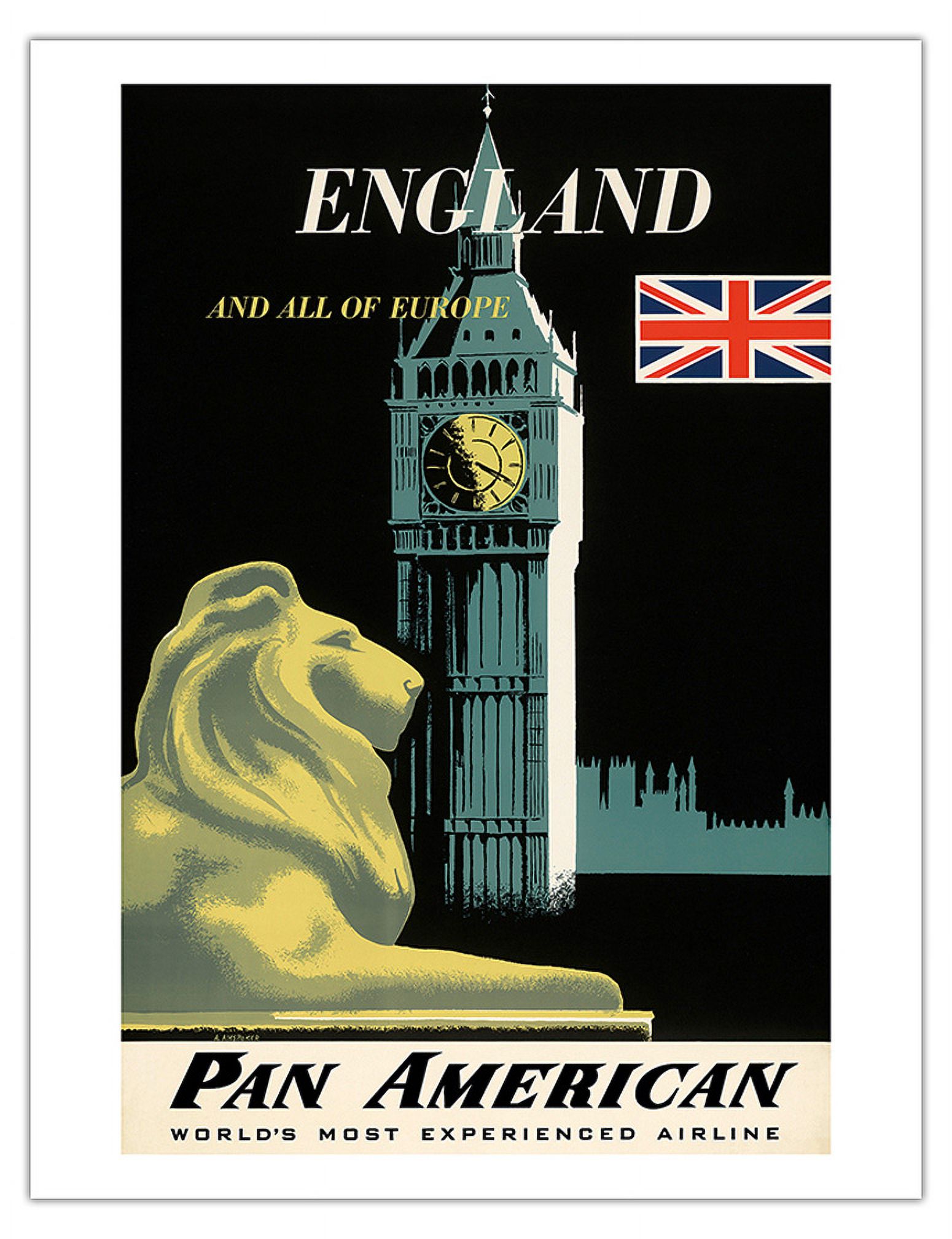 England And All Of Europe - Big Ben and British Flag - Vintage Airline ...
