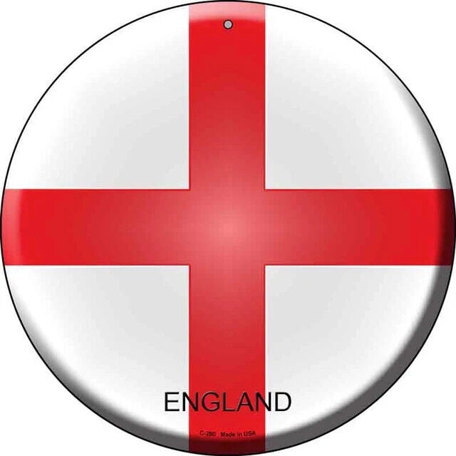 England Flag Round Circular Novelty Metal Sign Home Garage Wall Decor ...