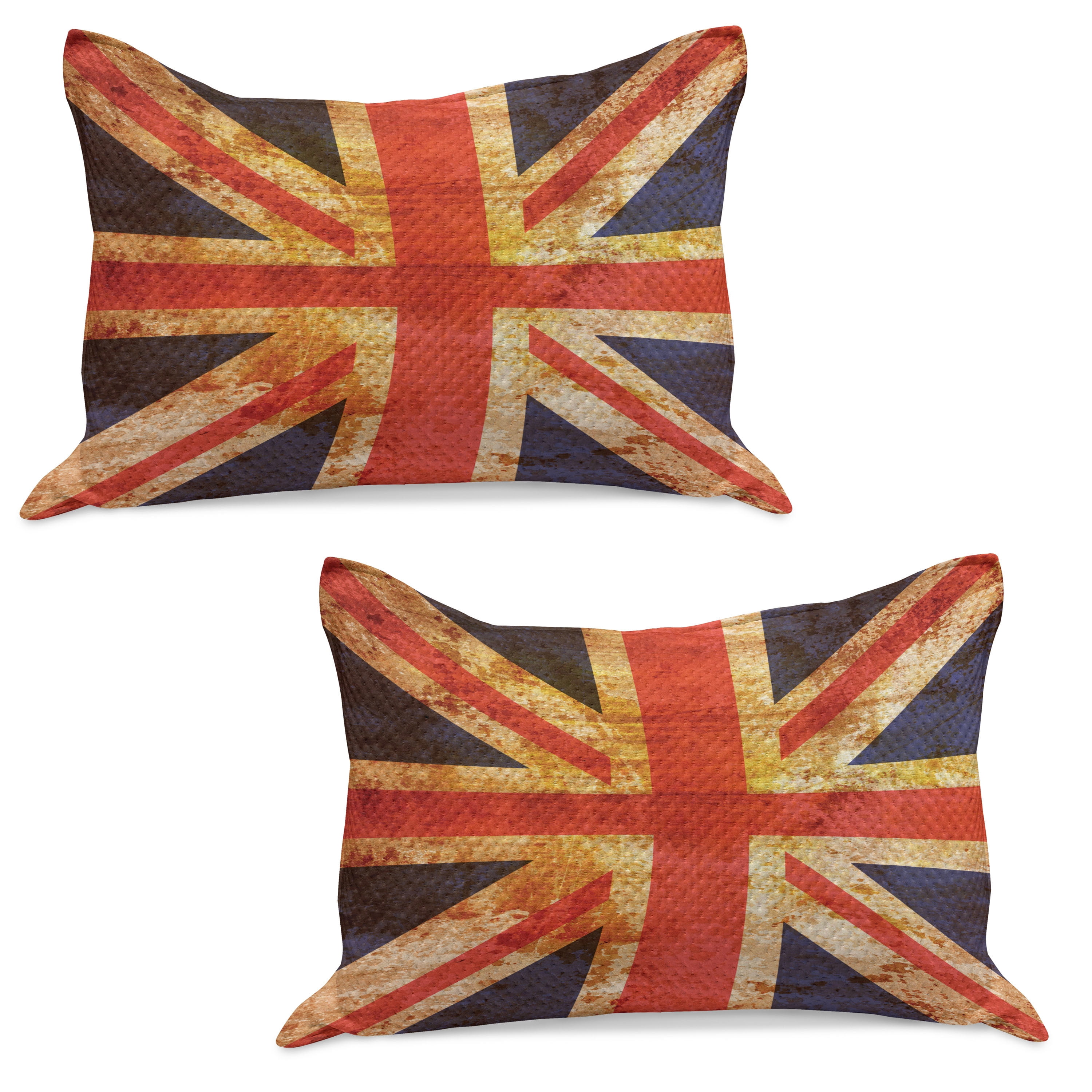 England Knitted Quilt Pillowcover Set of 2, Grunge Union Jack Design ...