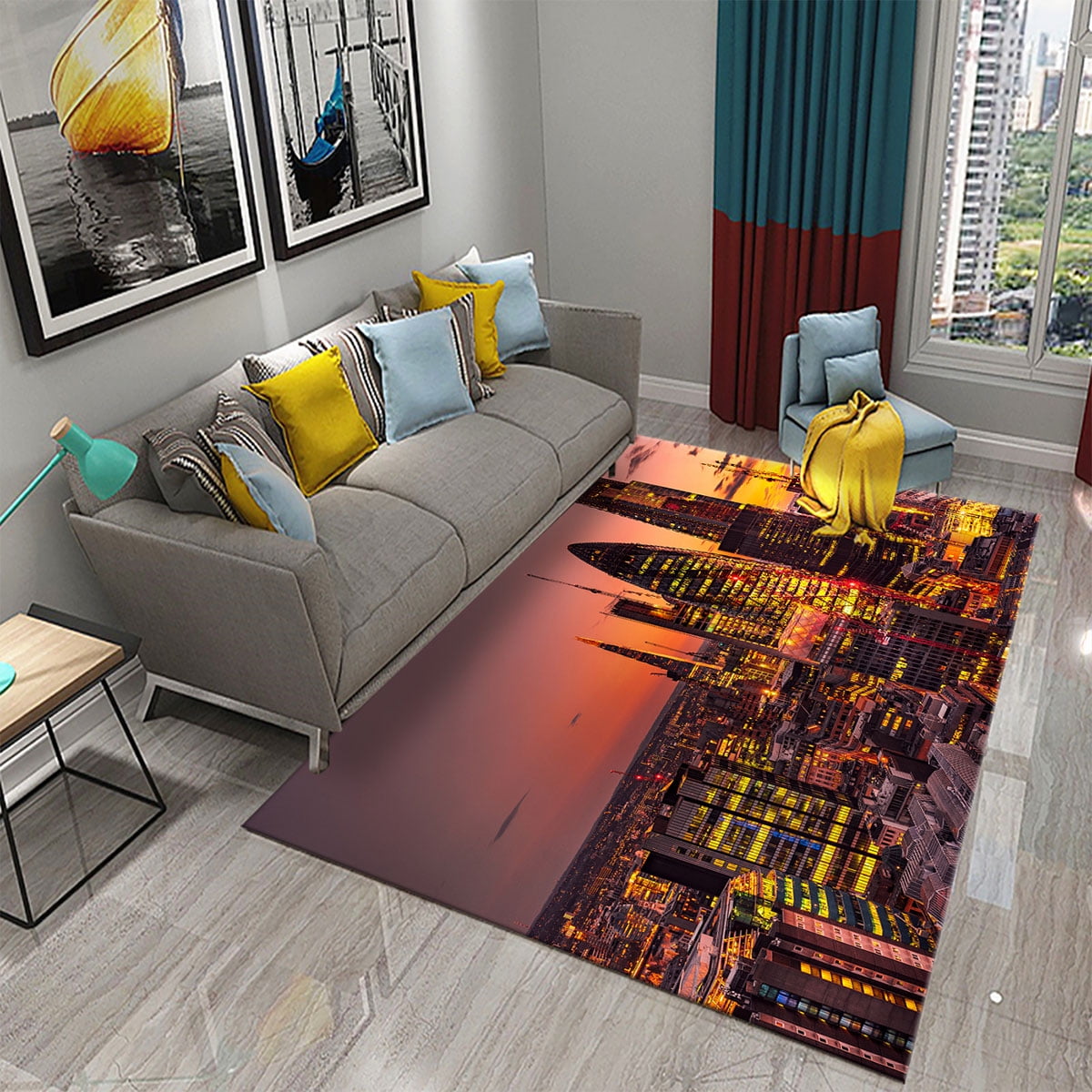 England London Landscape Night Scenery Block Bridge ration Carpet ...