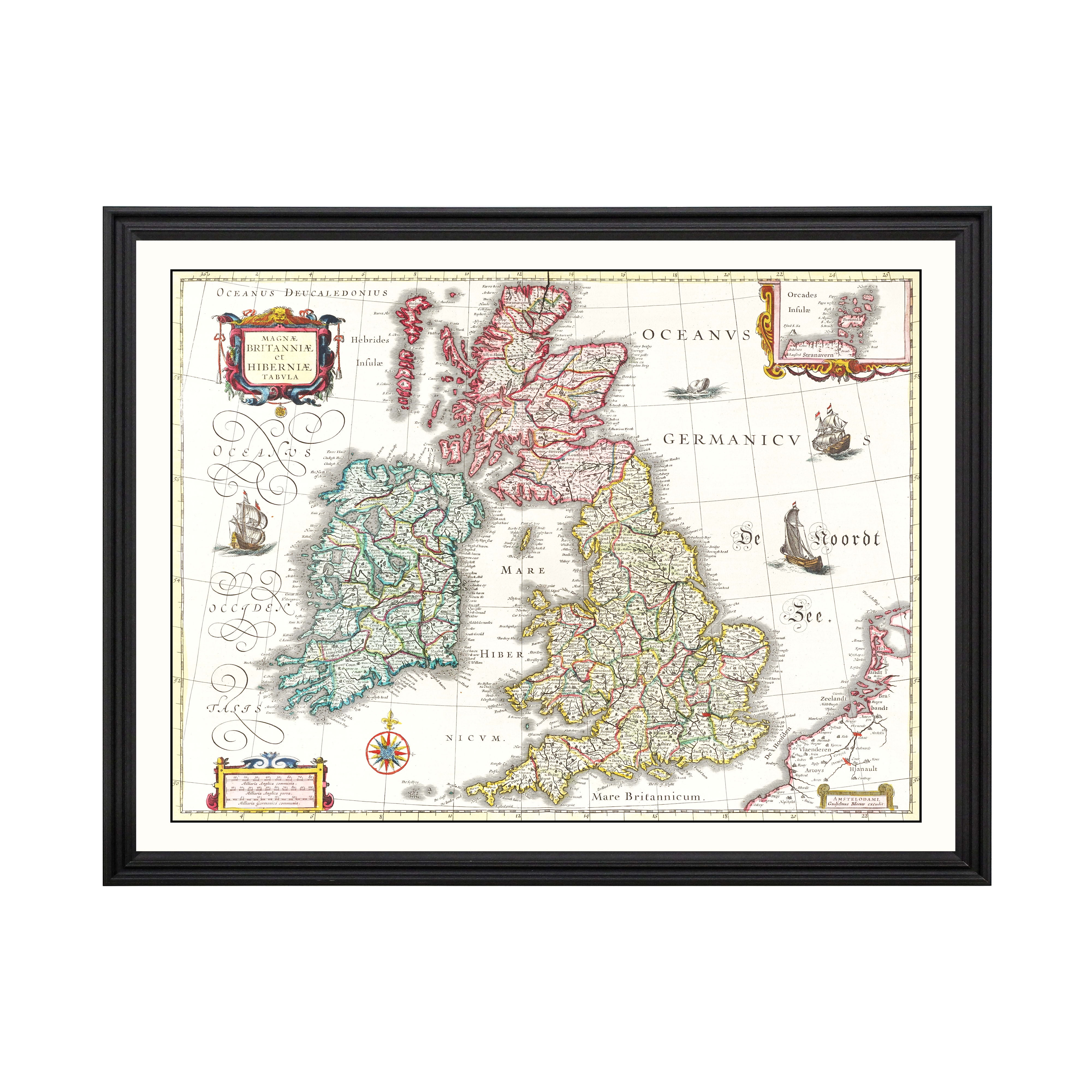 England Map, 1665 Vintage Map of England History Wall Decor Gift, Old ...