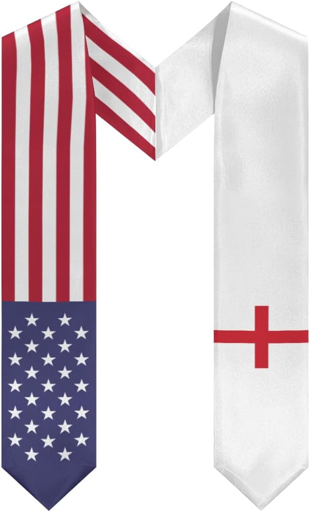 England Mix United States Flag Graduation Stole Sash For Study Aboard ...