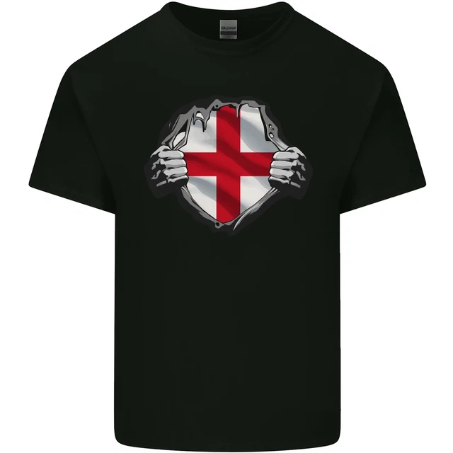 England St Georges Day Flag Gym Ripped Torn Mens Womens T-Shirt ...