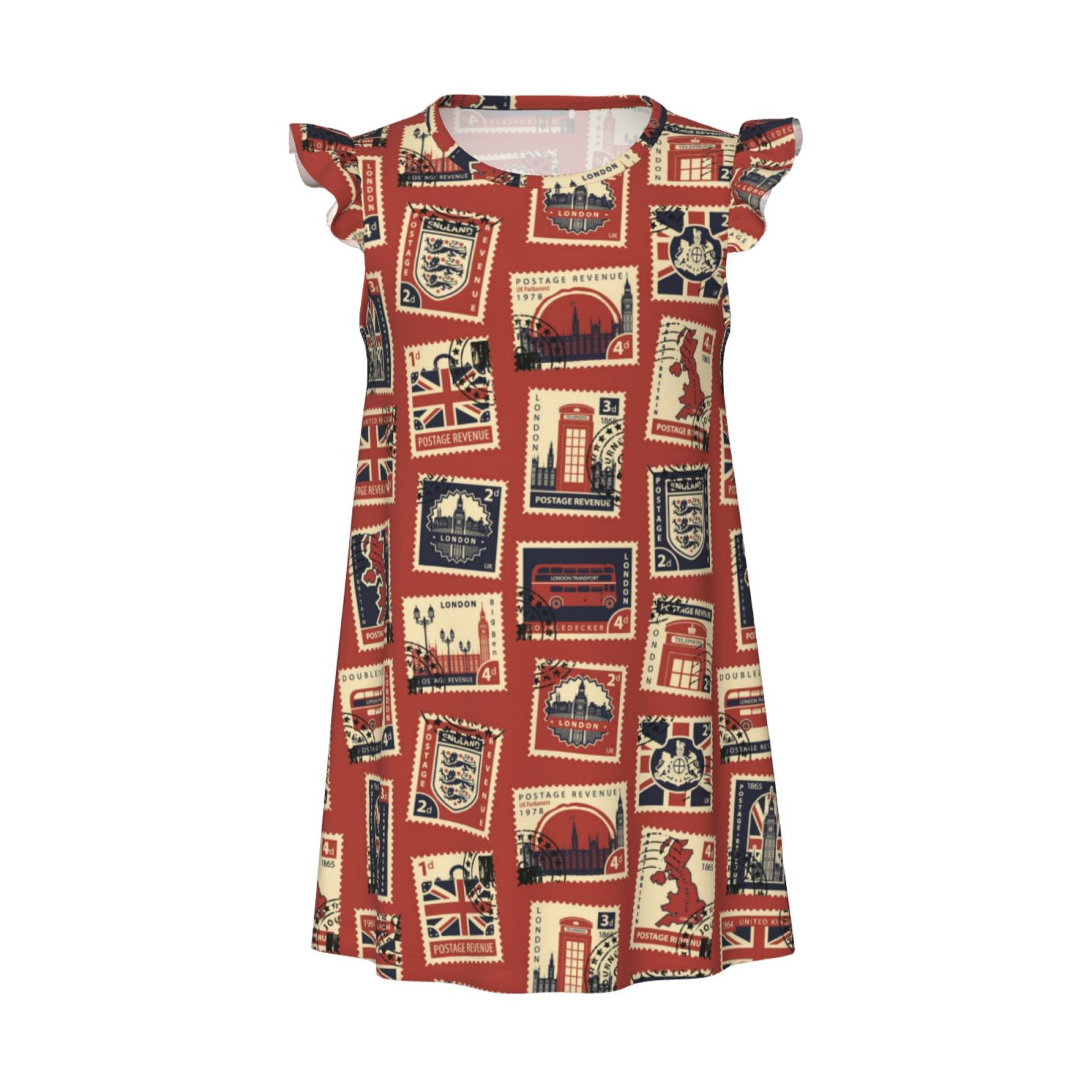 England Stamp Pattern Girls Nightgowns, Pajamas for Girls, Soft Flutter ...