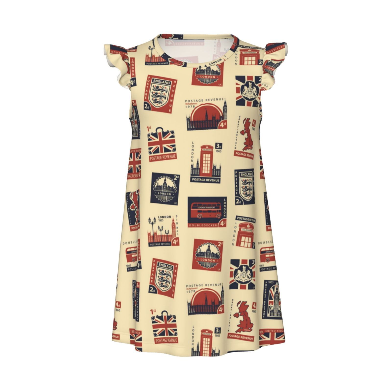 England Stamp print Girls Nightgowns, Pajamas for Girls, Soft Flutter ...