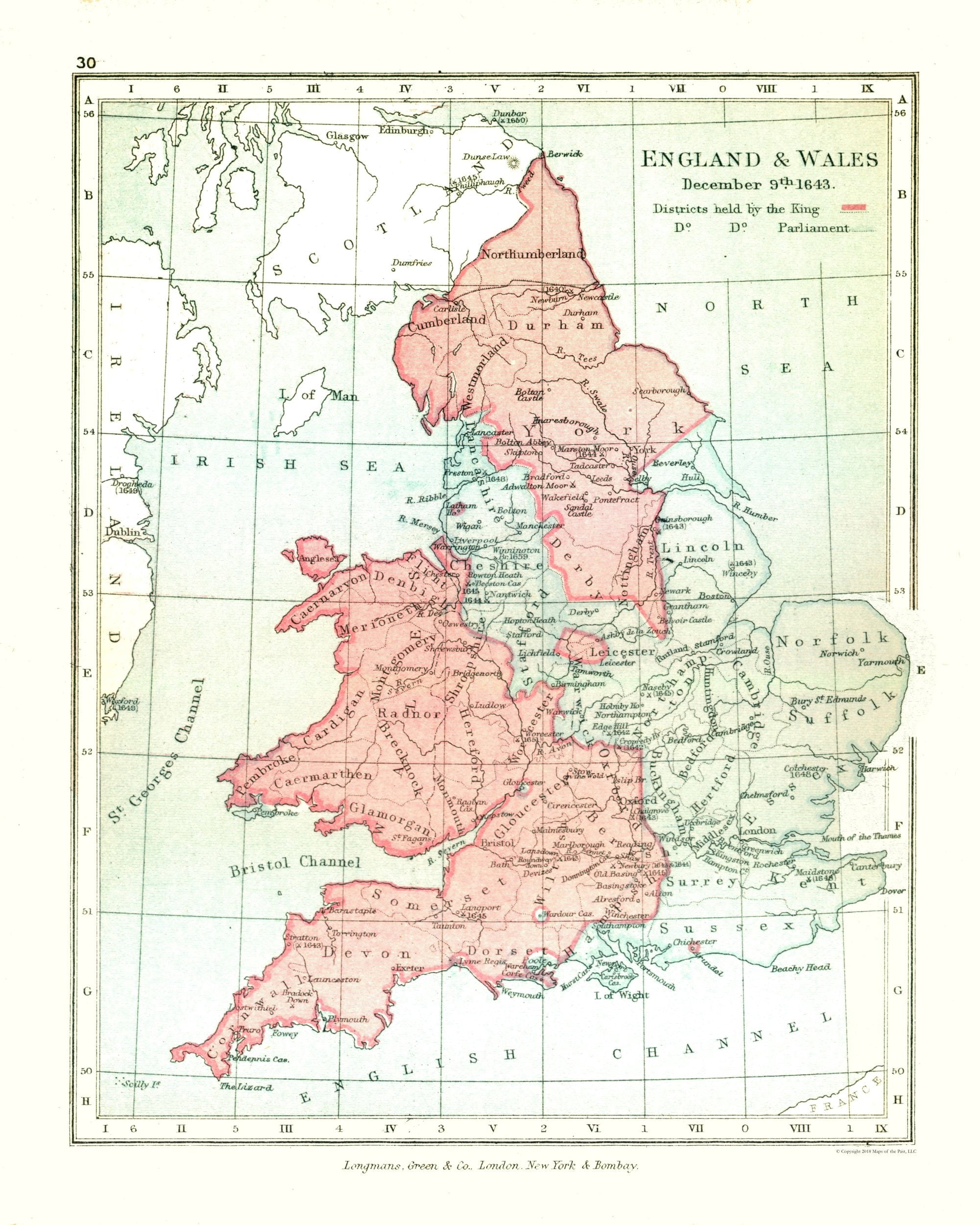 Historic Map - England Wales 1643 - Gardiner 1902 - 23 x 28.74 ...