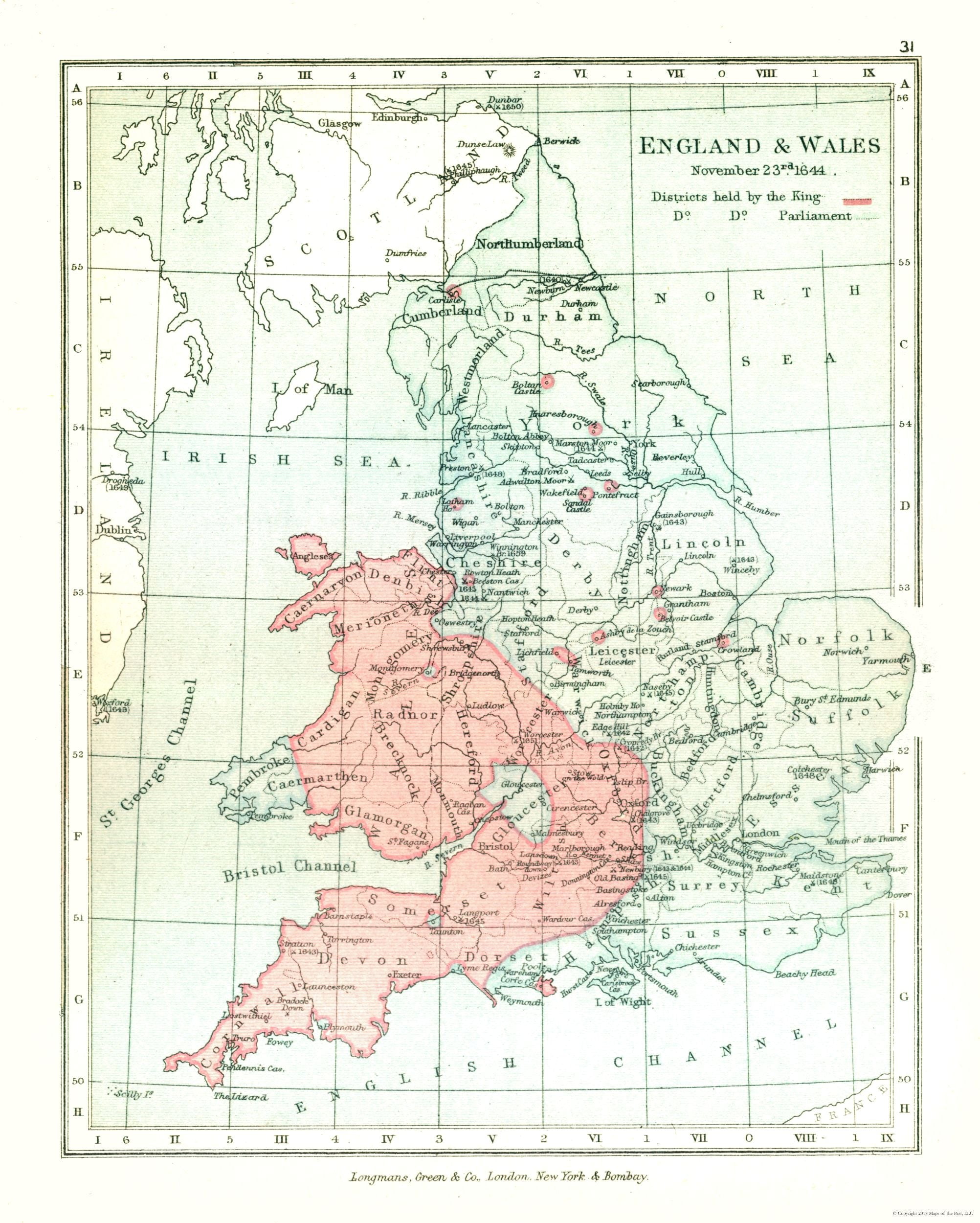 Historic Map - England Wales 1644 - Gardiner 1902 - 23 x 28.70 ...