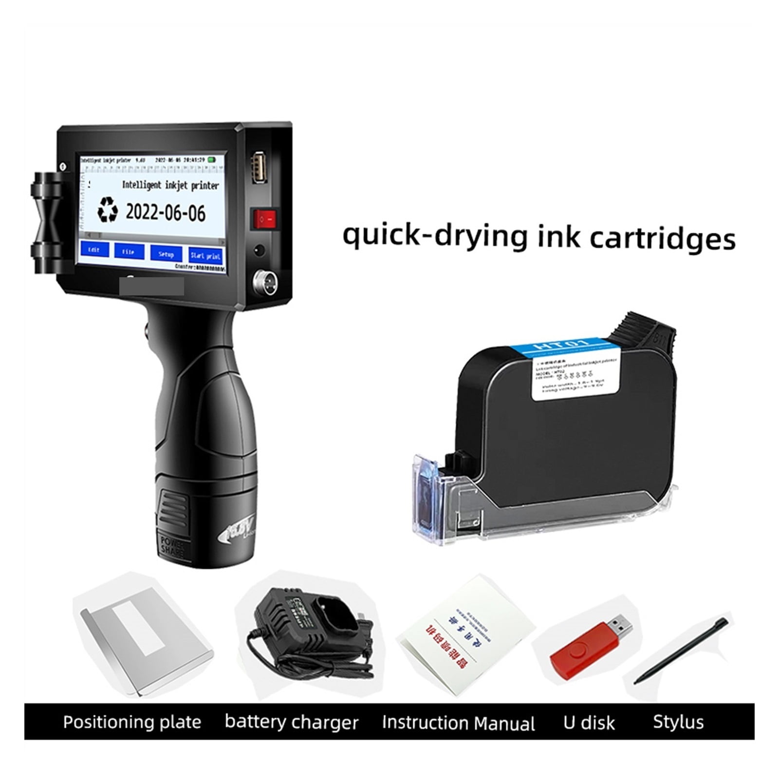English 12.7mm Handheld Inkjet Printer Portable Small Label Coding ...