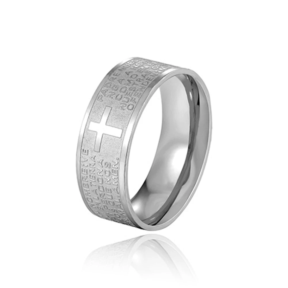 English Alphabet 14K Yellow Gold Christian Cross Bible Ring for Men ...
