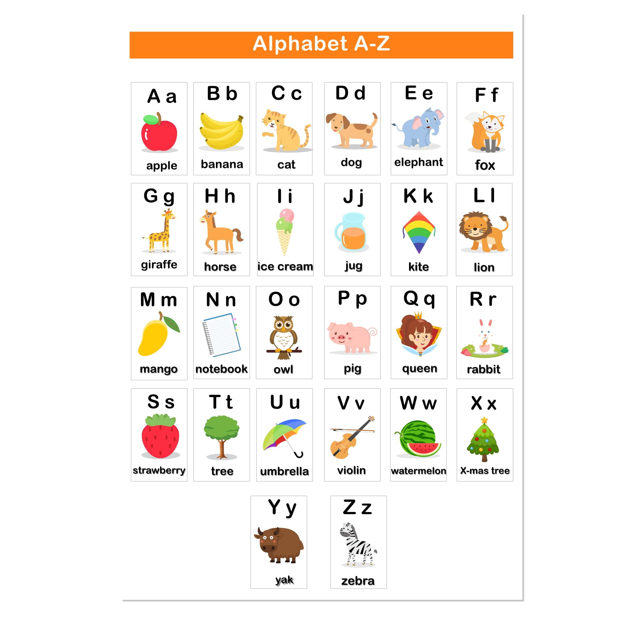 English Alphabets ABCD Capital and Small Letters with Names and ...
