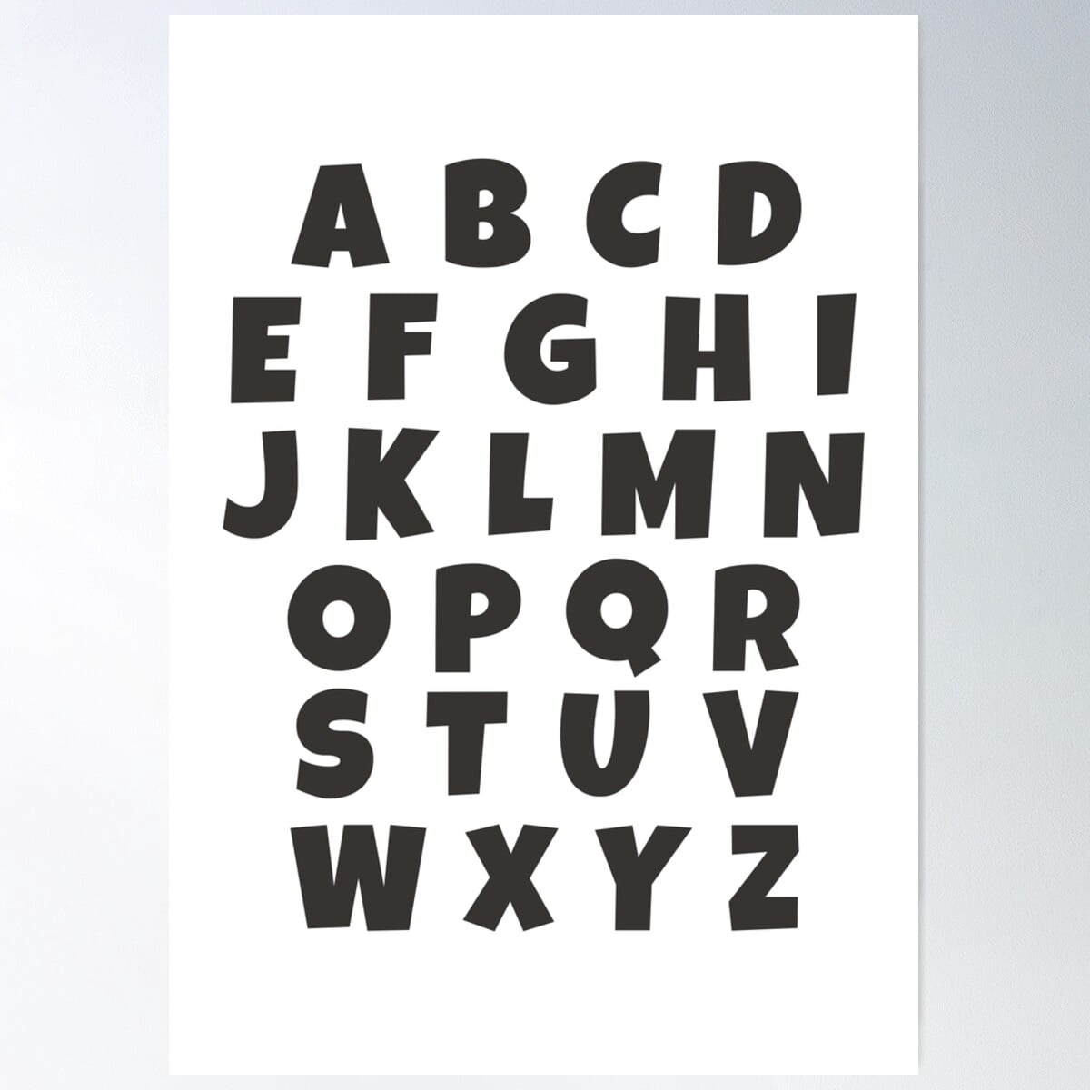 English Alphabets Letters Black Text Poster Wall Art, Modern Wall Decor ...