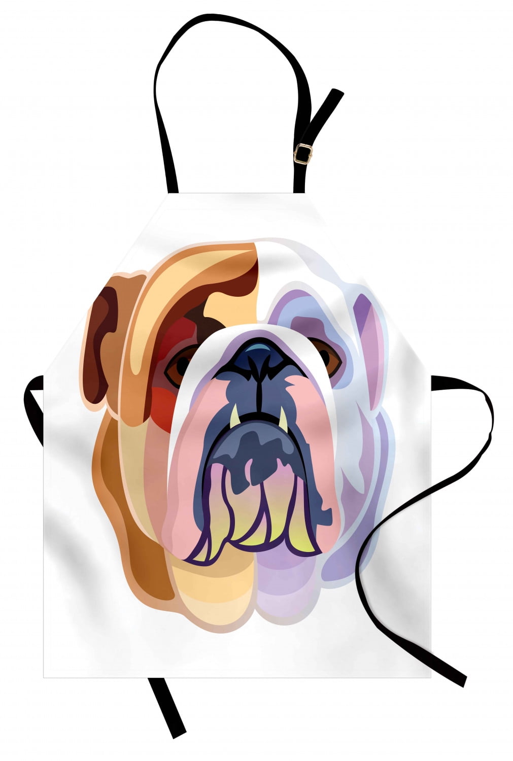English Bulldog Apron Bicolor Cartoon Style Bulldog Portrait Abstract ...