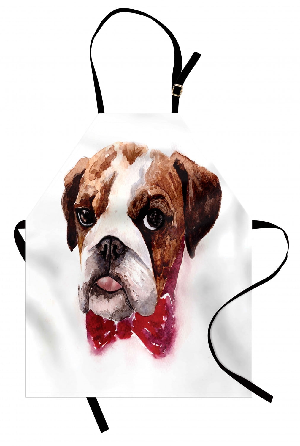 English Bulldog Apron Watercolor Dog Portrait with a Bow Tie Design ...