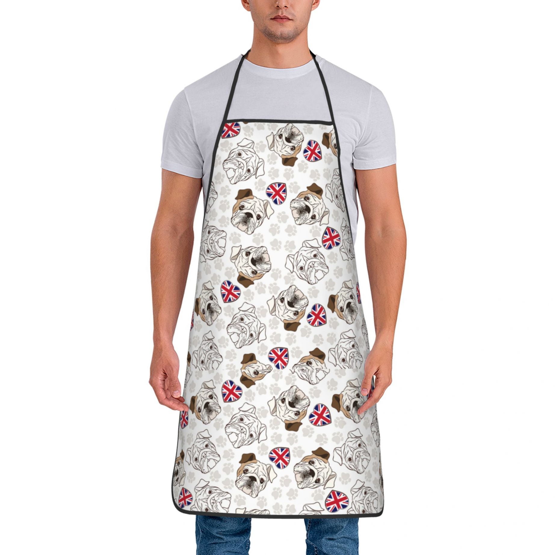 English Bulldog Dog Paw Aprons for Women Men Waterproof Apron Kitchen ...