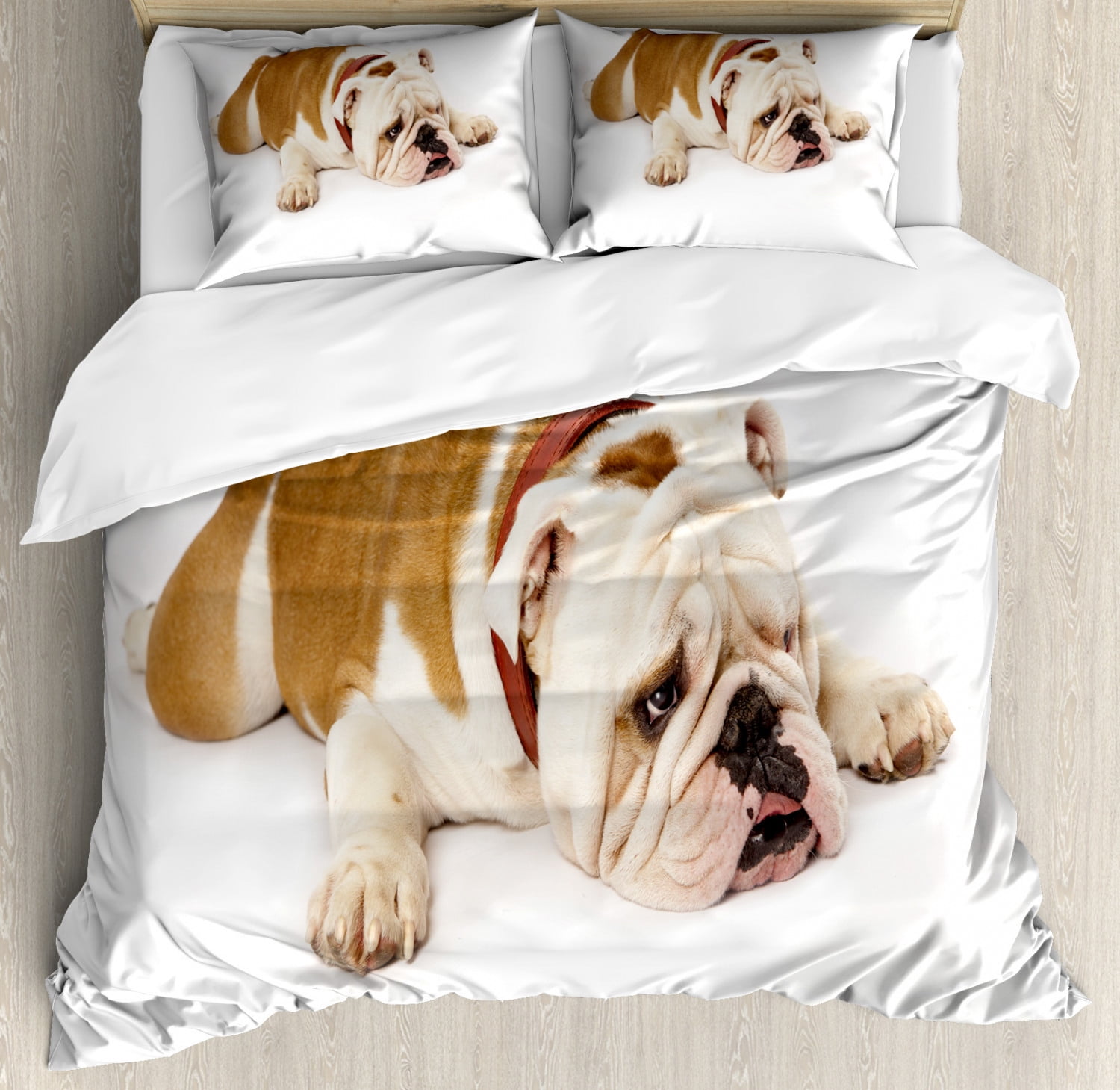English Bulldog Duvet Cover Set Queen Size, Sad and Tired Bulldog ...