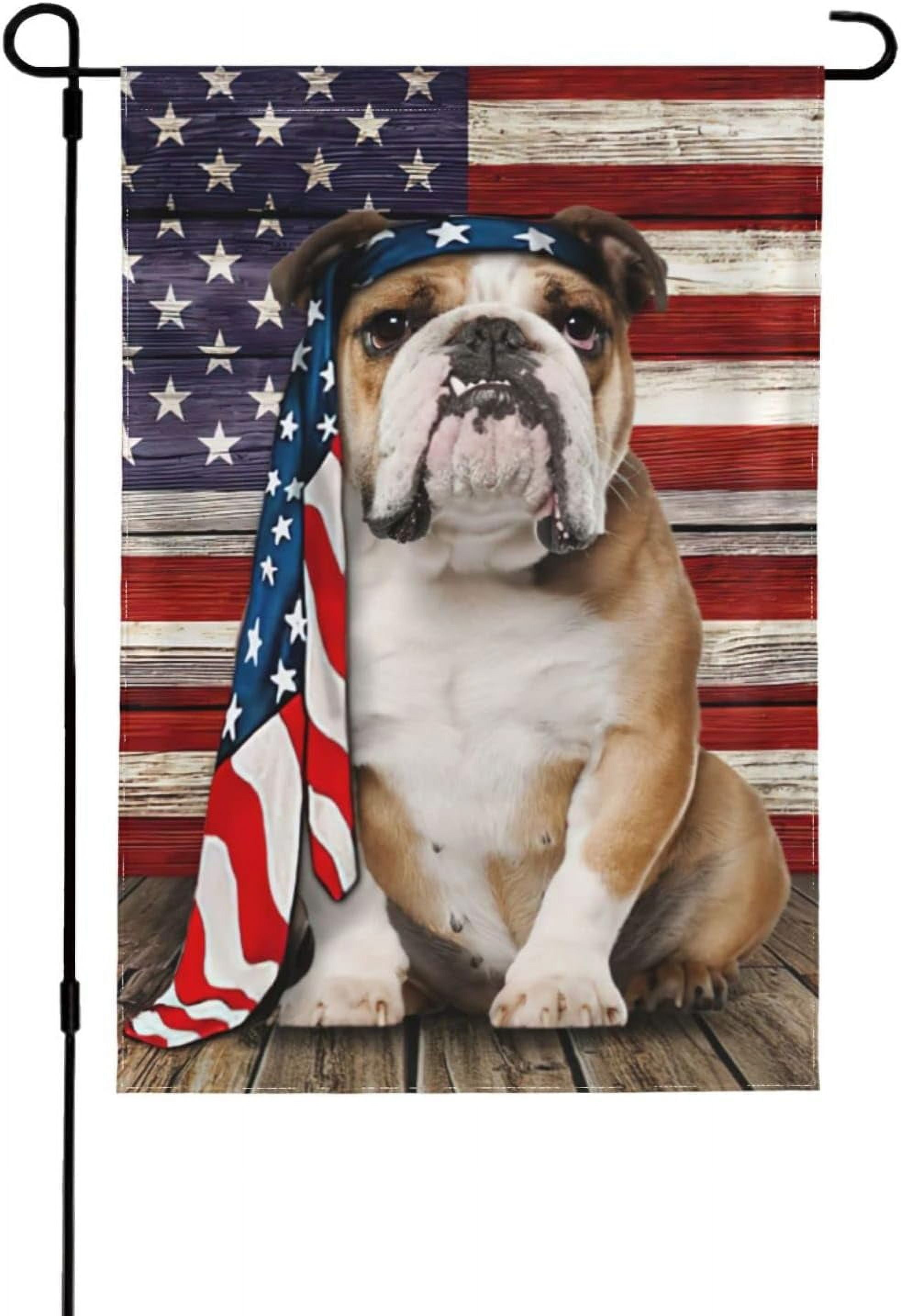 English Bulldog Flag Charming Dog American Garden Flag Double Sided ...